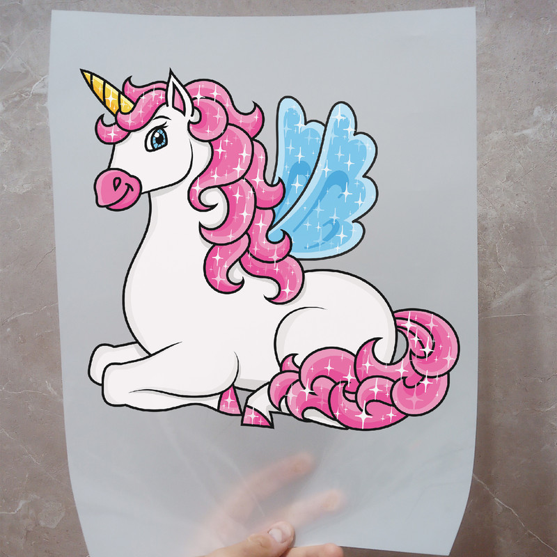 قیمت و خرید استیکر پارچه و لباس مدل dtf طرح یونیکورن کد H15.805 مجموعه 4 عددی