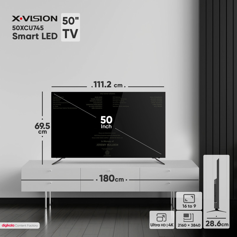 قیمت و خرید تلویزیون ال ای دی هوشمند ایکس ویژن مدل 50XCU745 سایز 50 اینچ
