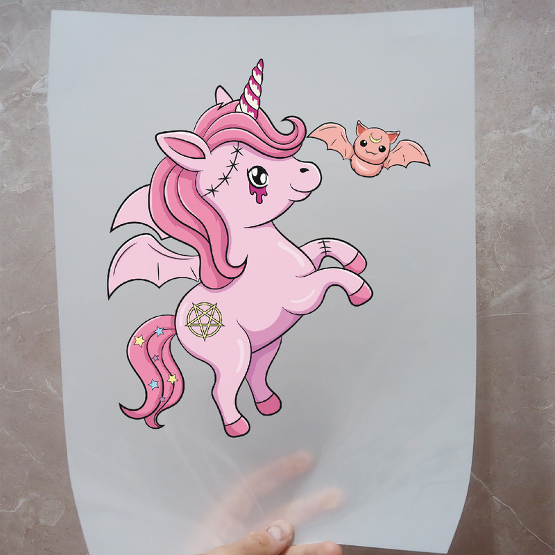 قیمت و خرید استیکر پارچه و لباس مدل dtf طرح یونیکورن کد H20.707 مجموعه 3 عددی