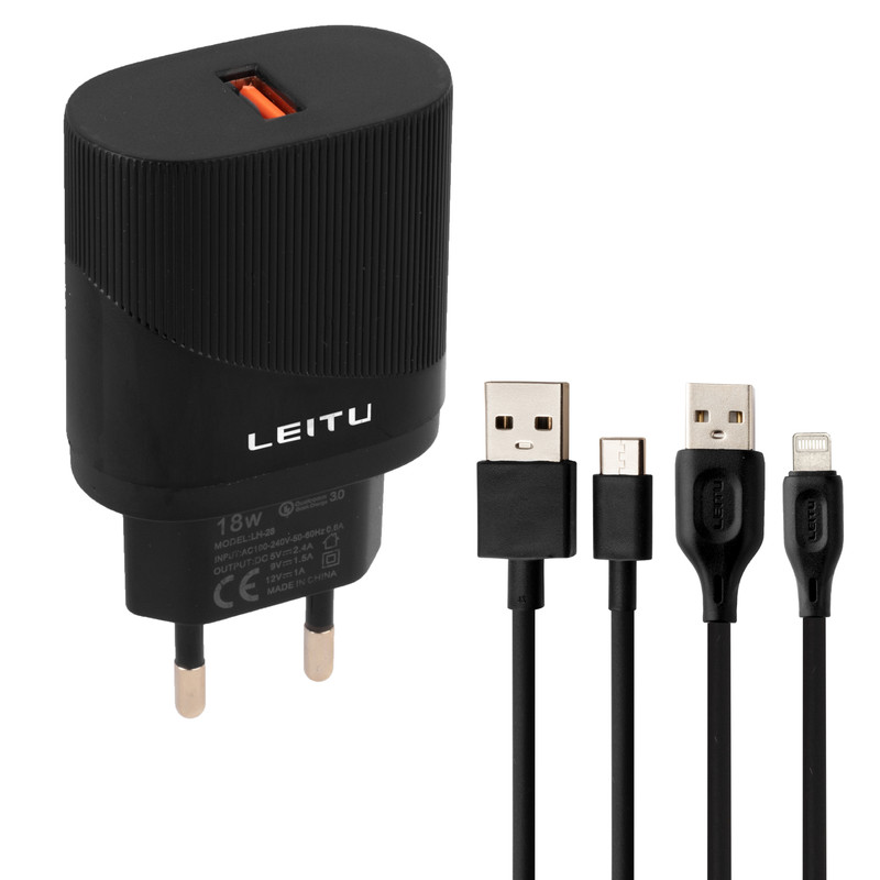 قیمت و خرید شارژر دیواری لیتو مدل LH-28 18W به همراه کابل تبدیل لایتنینگ/USB-C