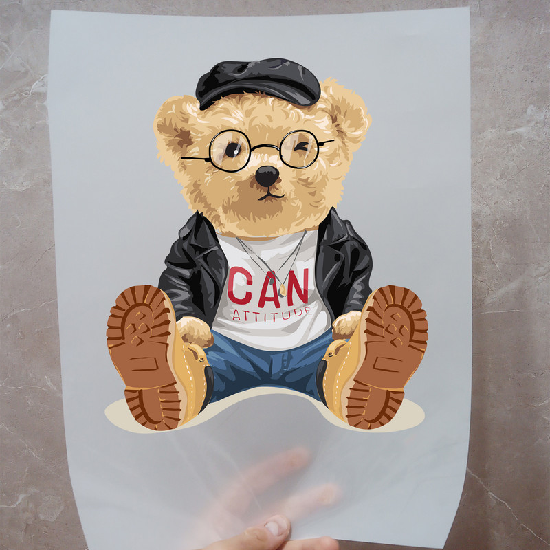 قیمت و خرید استیکر پارچه و لباس مدل dtf طرح تدی کد H30.139 مجموعه 12 عددی