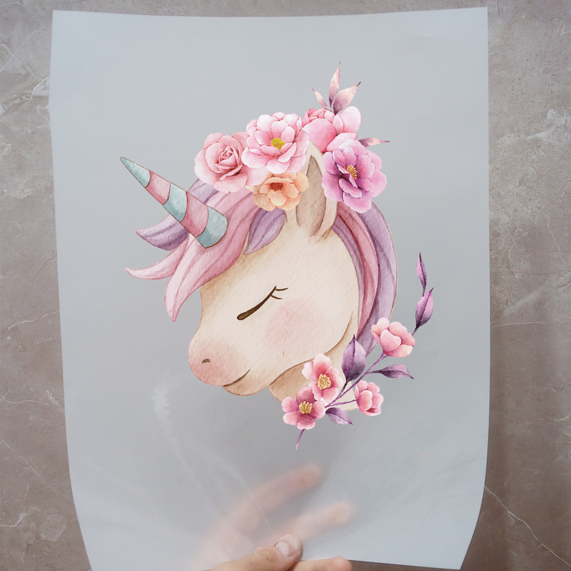 قیمت و خرید استیکر پارچه و لباس مدل dtf طرح یونیکورن کد H15.138 مجموعه 4 عددی