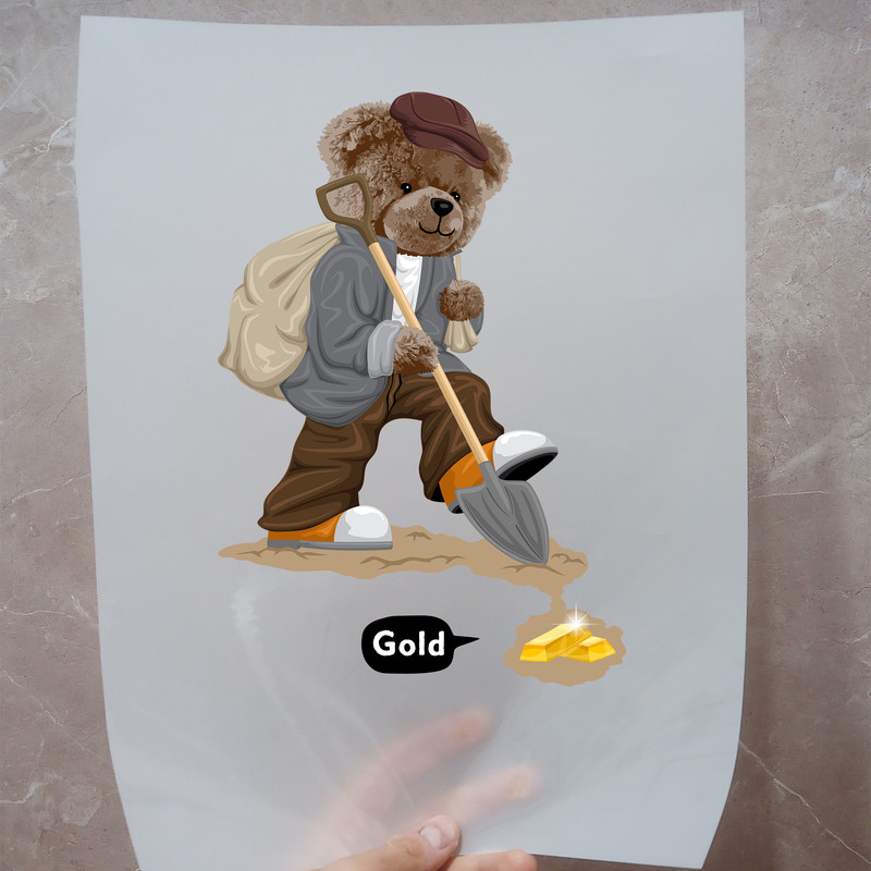 قیمت و خرید استیکر پارچه و لباس مدل dtf طرح تدی کد H20.26 مجموعه 3 عددی