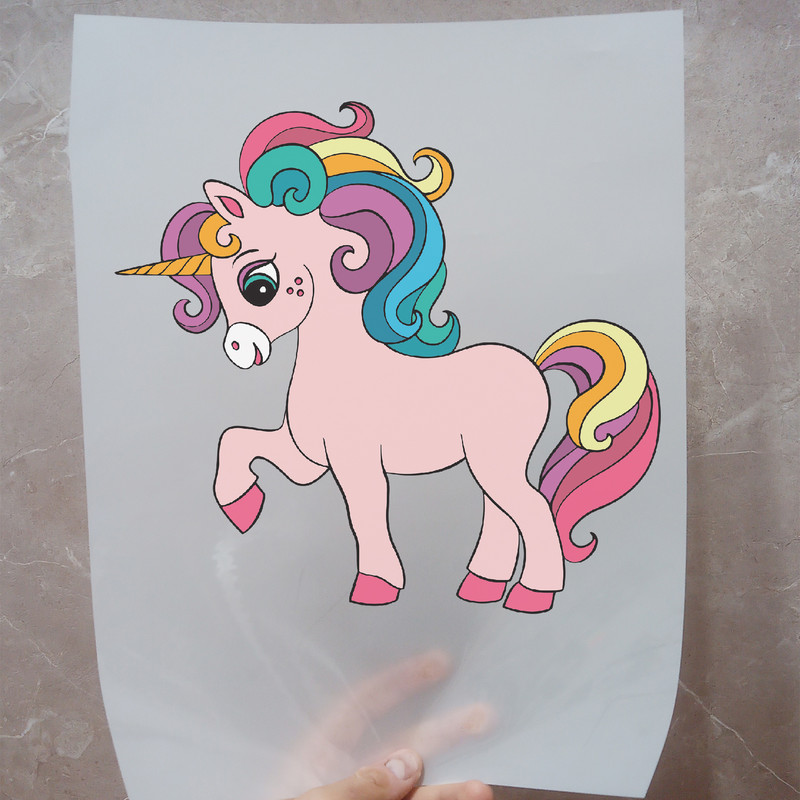 قیمت و خرید استیکر پارچه و لباس مدل dtf طرح یونیکورن کد H15.683 مجموعه 4 عددی