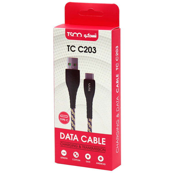قیمت و خرید کابل تبدیل USB به USB-C تسکو مدل TCC 203 طول 1 متر