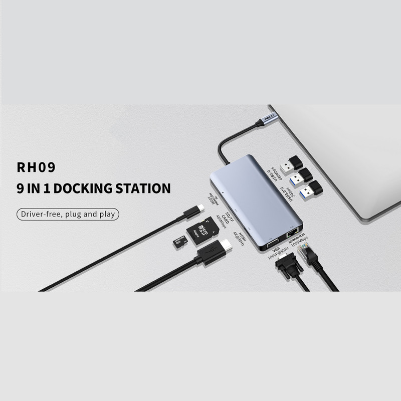 قیمت و خرید هاب 9 پورت USB-C رسی مدل RH09