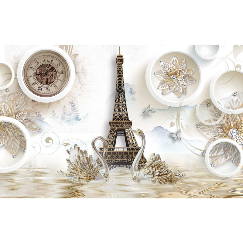 قیمت و خرید پوستر دیواری طرح برج ایفل و ساعت کد 9221