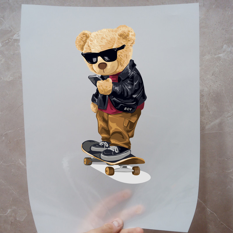 قیمت و خرید استیکر پارچه و لباس مدل dtf طرح تدی کد H20.215 مجموعه 3 عددی