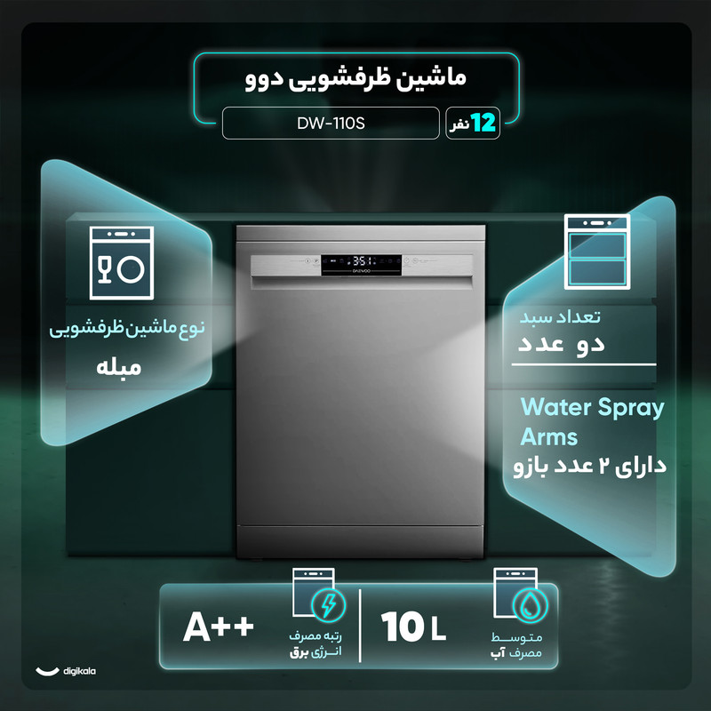 قیمت و خرید ماشین ظرفشویی 12 نفره دوو مدل DW-110S