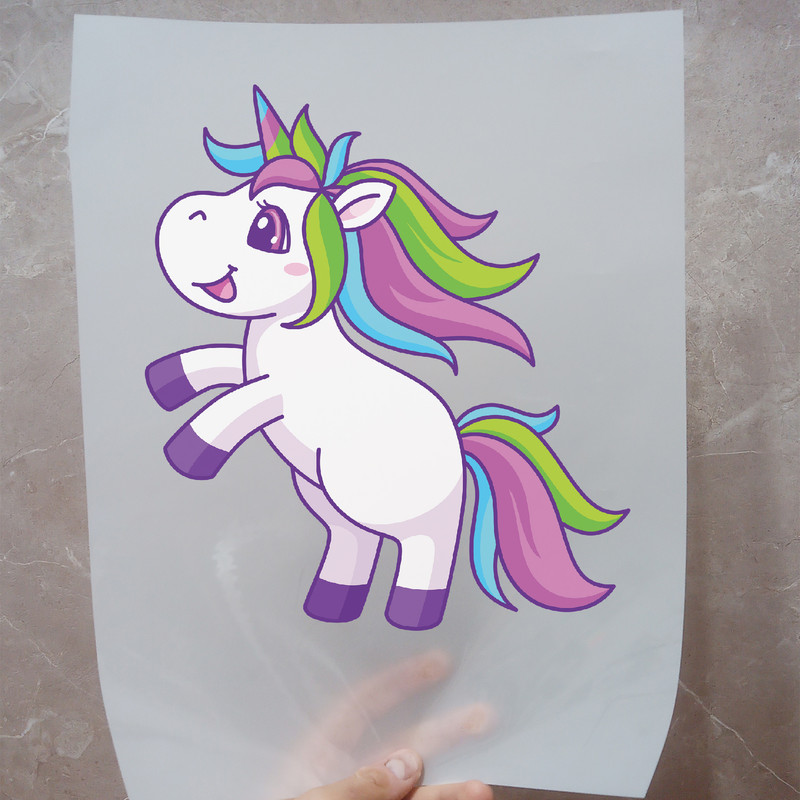 قیمت و خرید استیکر پارچه و لباس مدل dtf طرح یونیکورن کد H15.611 مجموعه 4 عددی