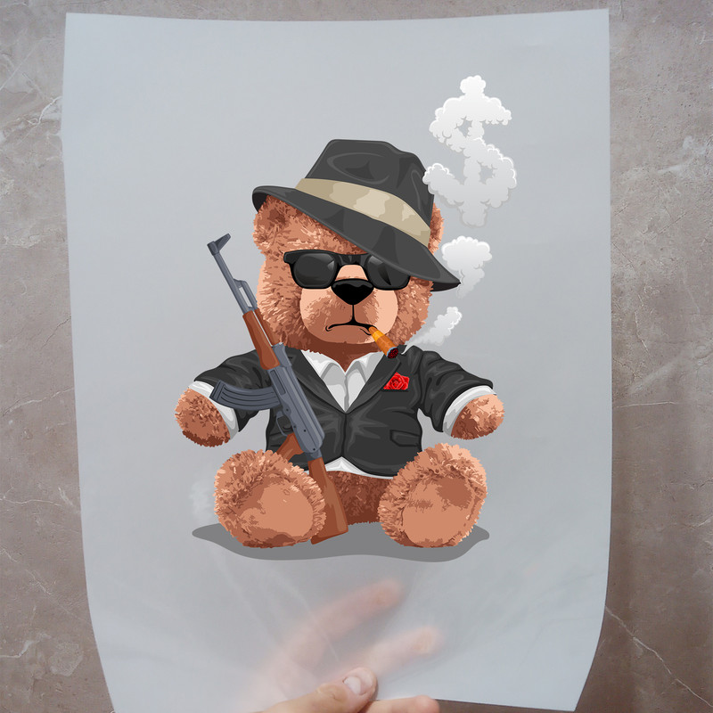 قیمت و خرید استیکر پارچه و لباس مدل dtf طرح تدی کد H15.46 مجموعه 24 عددی