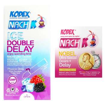 قیمت و خرید کاندوم ناچ کدکس مدل Ice Double Delay بسته 12 عددی به همراه کاندوم مدل Nobel Desire ...