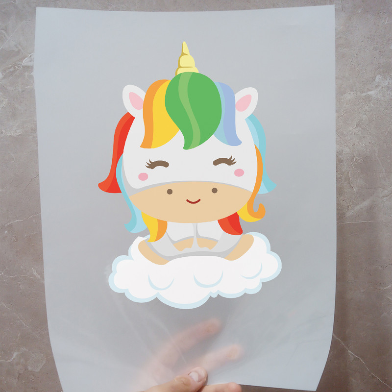 قیمت و خرید استیکر پارچه و لباس مدل dtf طرح یونیکورن کد H15.967 مجموعه 4 عددی