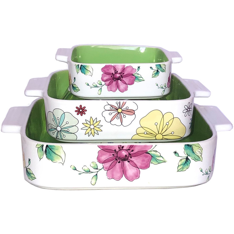 قیمت و خرید ظرف سرو زارا هوم مدل گل مجموعه 3 عددی