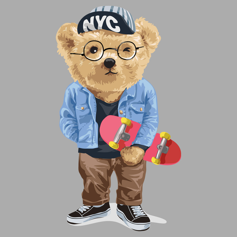 قیمت و خرید استیکر پارچه و لباس مدل dtf طرح تدی کد H15.208 مجموعه 4 عددی