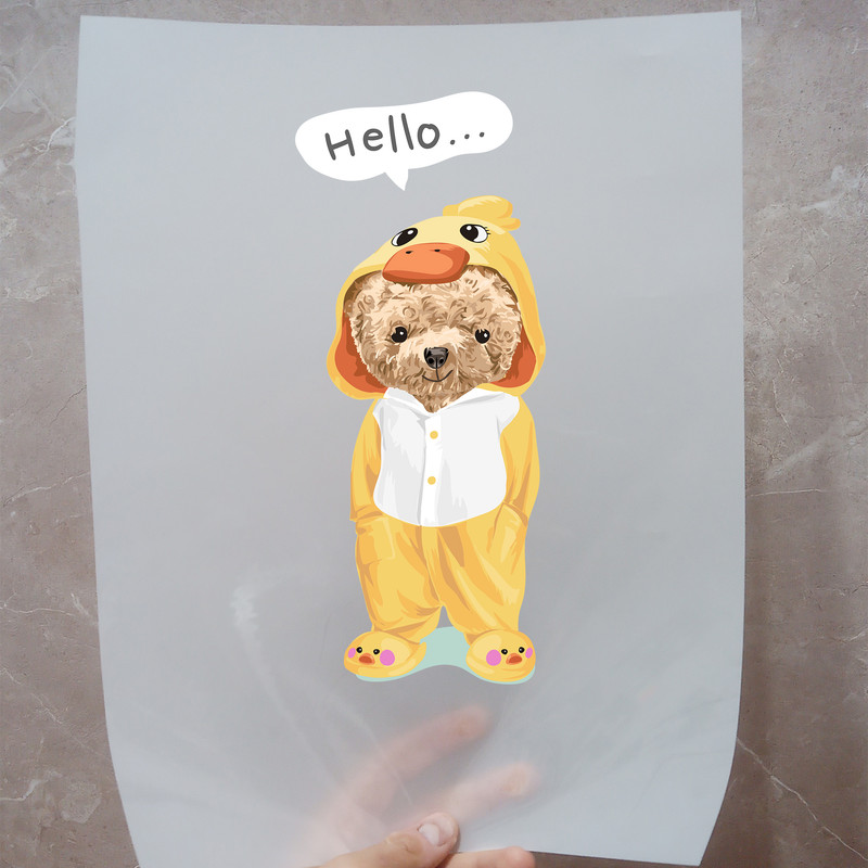 قیمت و خرید استیکر پارچه و لباس مدل dtf طرح تدی کد H15.119 مجموعه 12 عددی