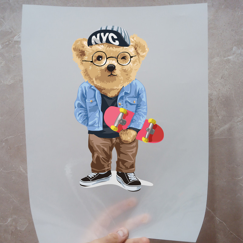 قیمت و خرید استیکر پارچه و لباس مدل dtf طرح تدی کد H15.208 مجموعه 4 عددی