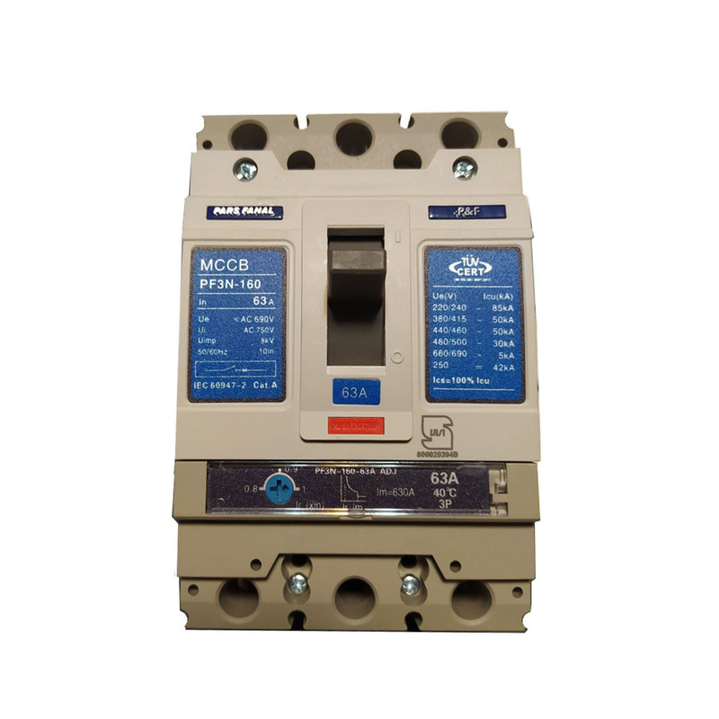 قیمت و خرید کلید اتومات 63 آمپر قابل تنظیم پارس فانال مدل PARS FANAL ADJ-PF3N-160-63