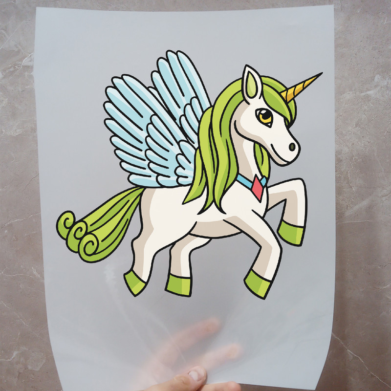 قیمت و خرید استیکر پارچه و لباس مدل dtf طرح یونیکورن کد H15.800 مجموعه 4 عددی