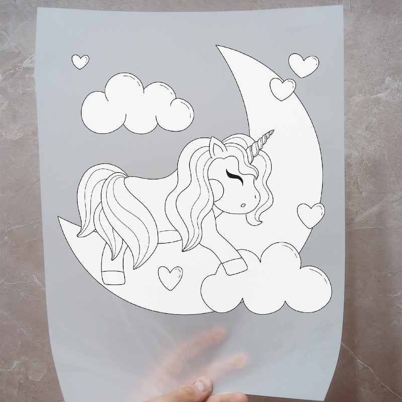 قیمت و خرید استیکر پارچه و لباس مدل dtf طرح یونیکورن کد H15.1057 مجموعه 4 عددی