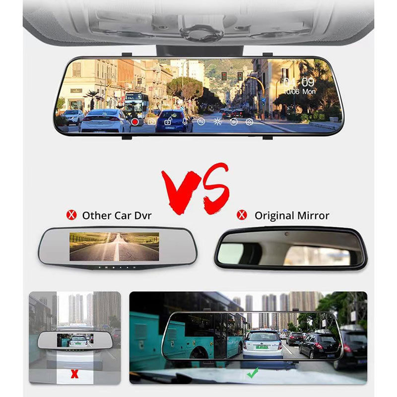 قیمت و خرید دوربین فیلم برداری ثبت وقایع خودرو مدل آینه‌ای لمسی RoadLens-WS8