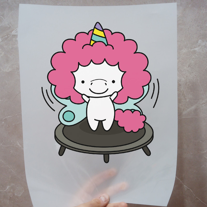 قیمت و خرید استیکر پارچه و لباس مدل dtf طرح یونیکورن کد H15.593 مجموعه 4 عددی