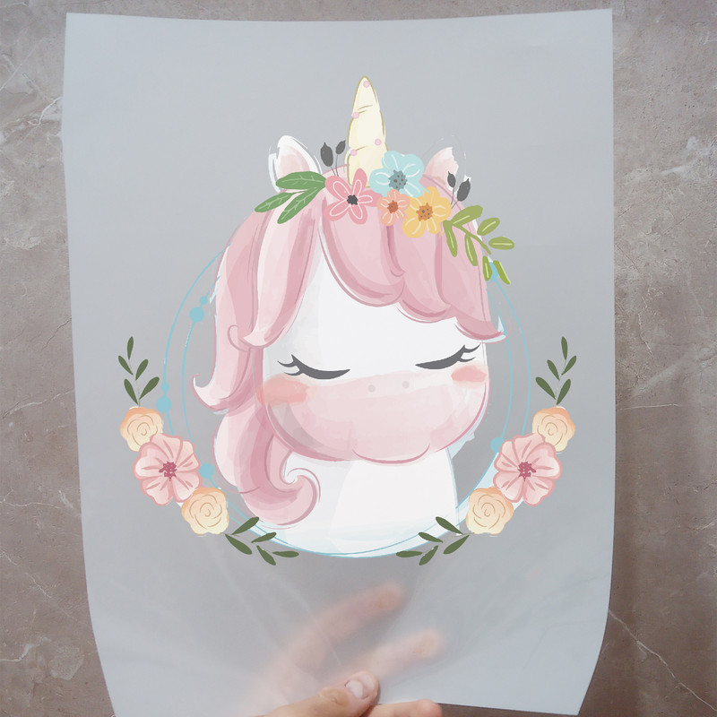 قیمت و خرید استیکر پارچه و لباس مدل dtf طرح یونیکورن کد H15.497 مجموعه 4 عددی