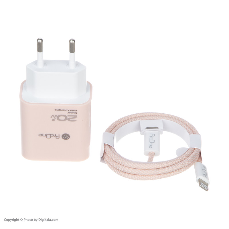 قیمت و خرید شارژر دیواری 20 وات پرووان مدل PWC540 به همراه کابل تبدیل لایتنینگ