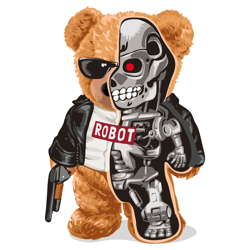 قیمت و خرید استیکر پارچه و لباس مدل dtf طرح تدی کد H15.206 مجموعه 12 عددی