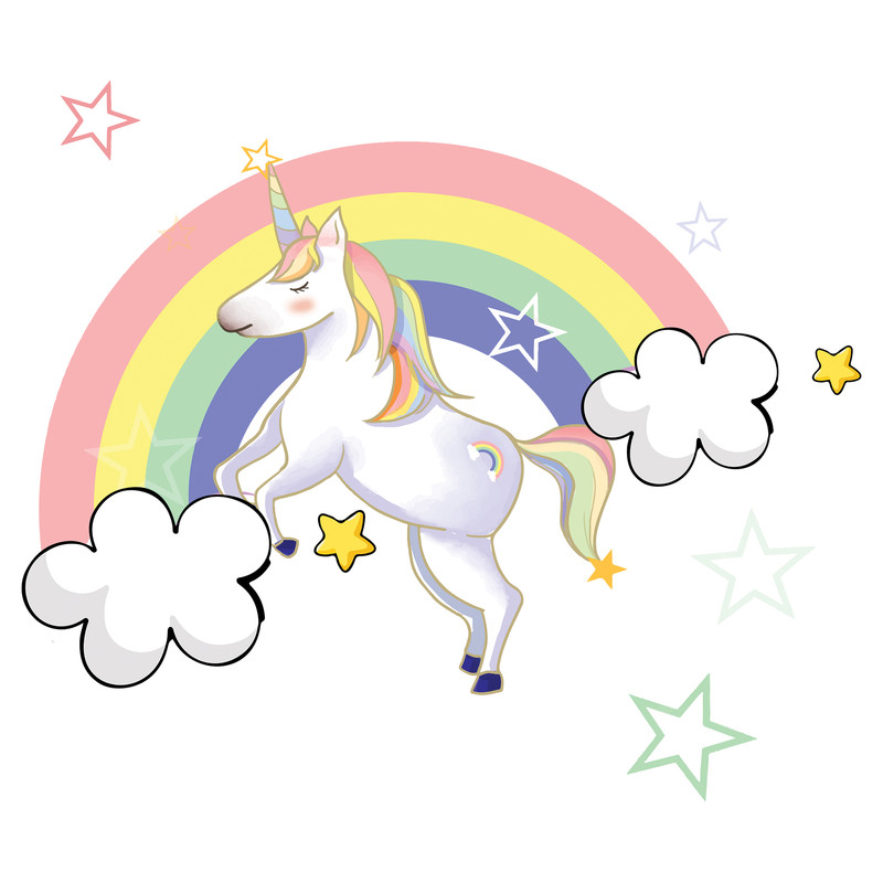 قیمت و خرید استیکر پارچه و لباس مدل dtf طرح یونیکورن کد H15.727 مجموعه 4 عددی