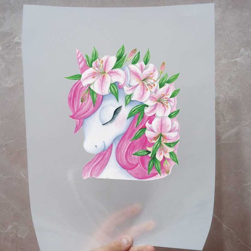 قیمت و خرید استیکر پارچه و لباس مدل dtf طرح یونیکورن کد H15.150 مجموعه 4 عددی