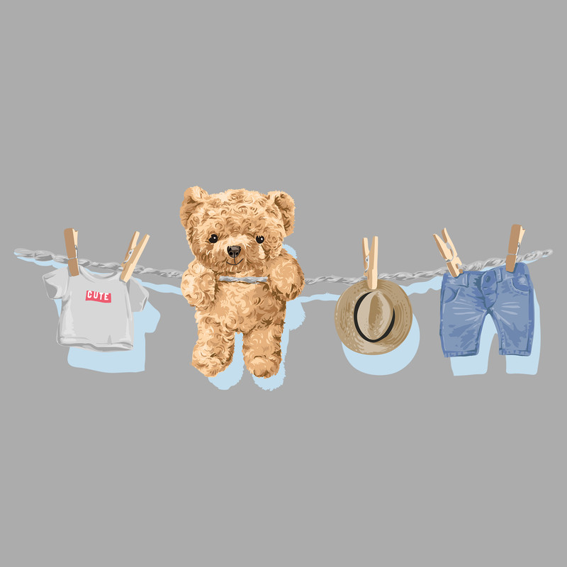 قیمت و خرید استیکر پارچه و لباس مدل dtf طرح تدی کد H20.116 مجموعه 3 عددی