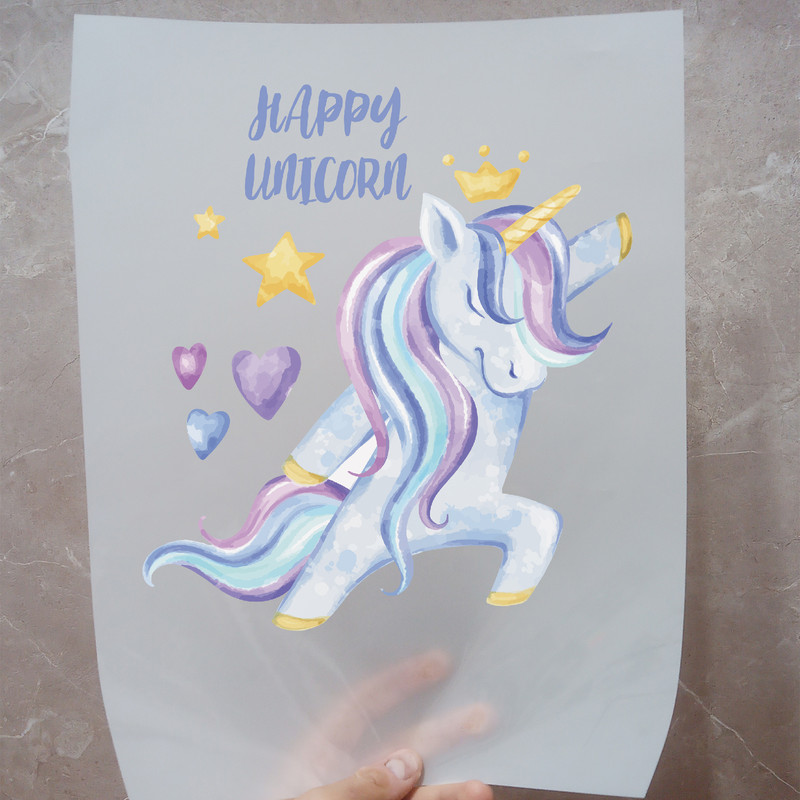 قیمت و خرید استیکر پارچه و لباس مدل dtf طرح یونیکورن کد H15.154 مجموعه 4 عددی