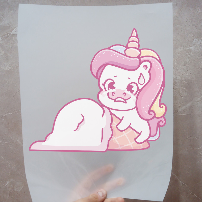 قیمت و خرید استیکر پارچه و لباس مدل dtf طرح یونیکورن کد H15.987 مجموعه 4 عددی