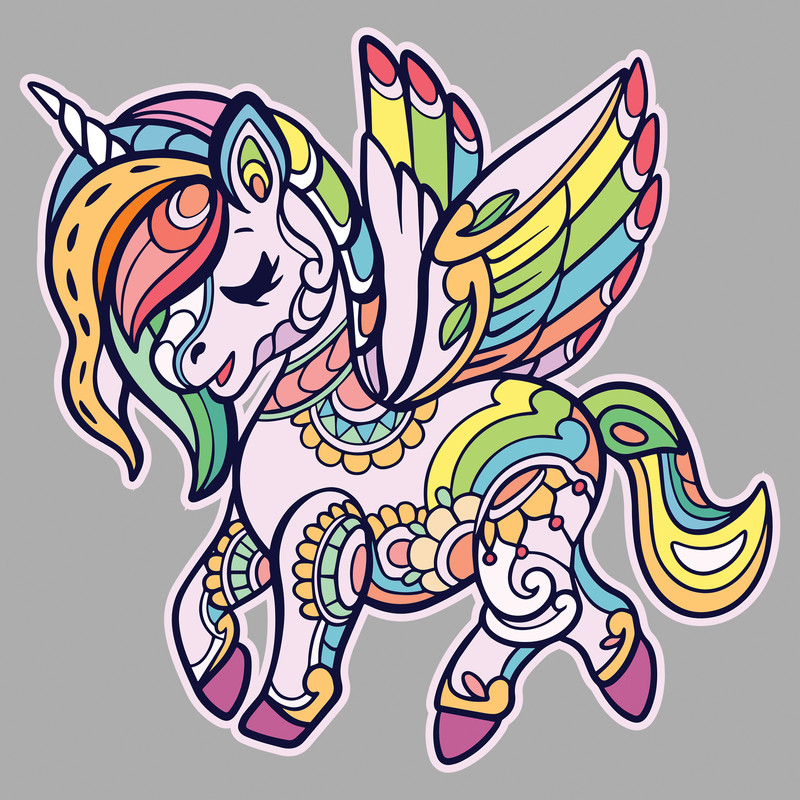 قیمت و خرید استیکر پارچه و لباس مدل dtf طرح یونیکورن کد H20.181 مجموعه 6 عددی