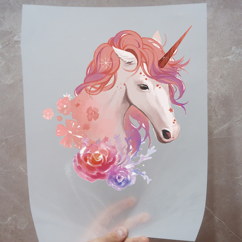 قیمت و خرید استیکر پارچه و لباس مدل dtf طرح یونیکورن کد H20.130 مجموعه 3 عددی