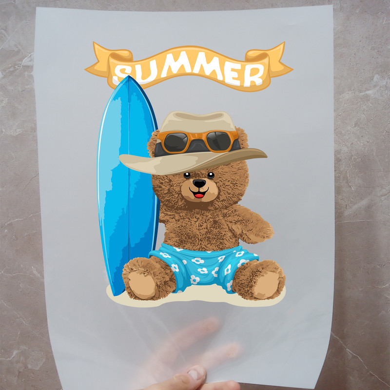 قیمت و خرید استیکر پارچه و لباس مدل dtf طرح تدی کد H15.48 مجموعه 4 عددی