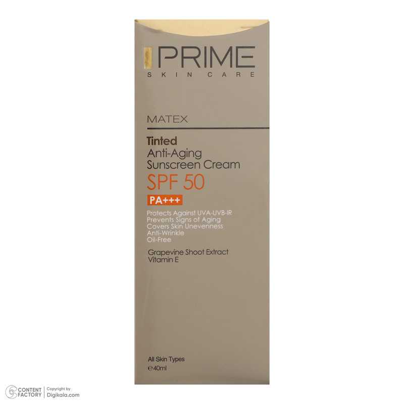 قیمت و خرید کرم ضدآفتاب رنگی پرایم SPF50 مدل Matex Tinted Rejuvinating مناسب انواع پوست، حجم 40 ...