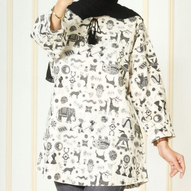 قیمت و خرید مانتو زنانه مدل لینن طرح فیل رنگ مشکی