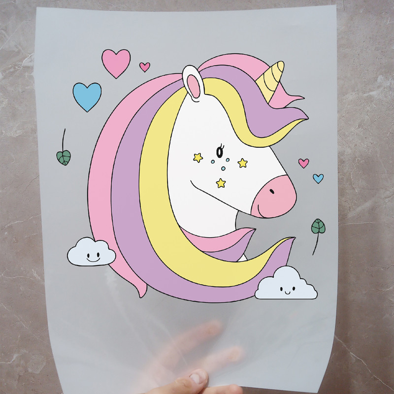 قیمت و خرید استیکر پارچه و لباس مدل dtf طرح یونیکورن کد H15.831 مجموعه 4 عددی