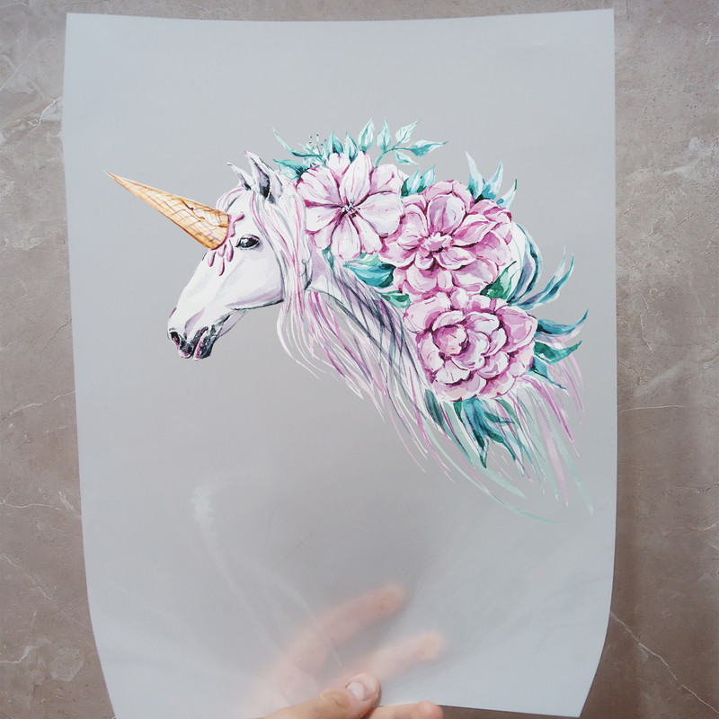 قیمت و خرید استیکر پارچه و لباس مدل dtf طرح یونیکورن کد H20.143 مجموعه 6 عددی