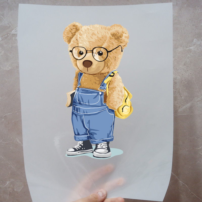 قیمت و خرید استیکر پارچه و لباس مدل dtf طرح تدی کد H15.111 مجموعه 4 عددی