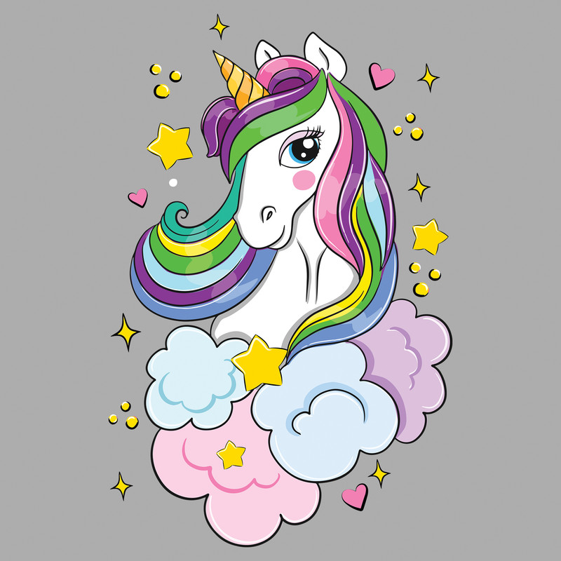 قیمت و خرید استیکر پارچه و لباس مدل dtf طرح یونیکورن کد H15.853 مجموعه 4 عددی