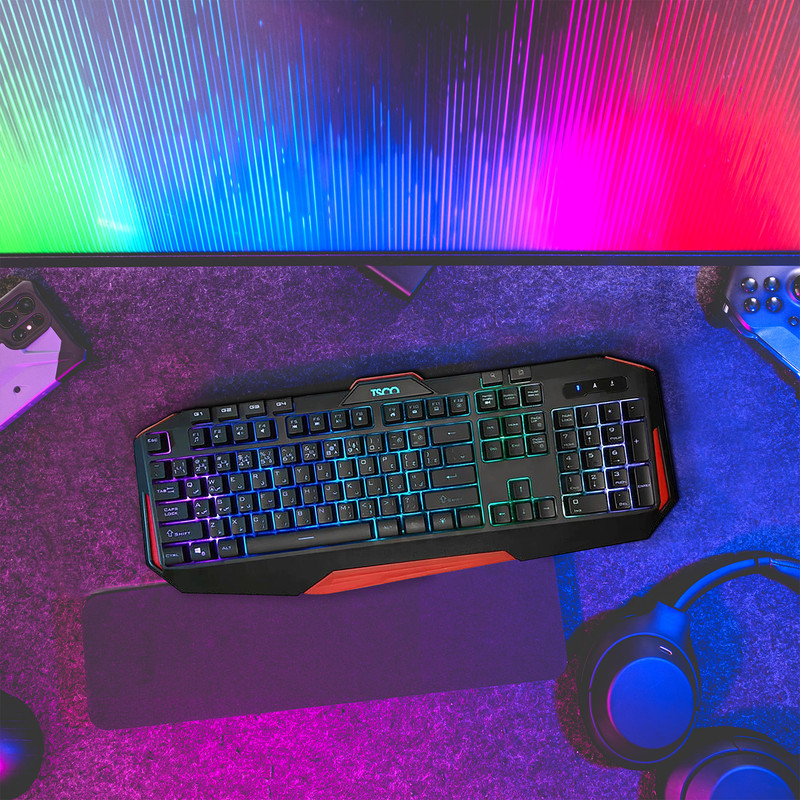 قیمت و خرید کیبورد گیمینگ تسکو مدل GK 8123، سوییچ ممبران، Full-Size، نورپردازی LED RGB