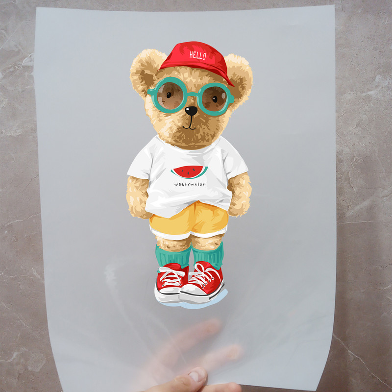 قیمت و خرید استیکر پارچه و لباس مدل dtf طرح تدی کد H20.169 مجموعه 3 عددی