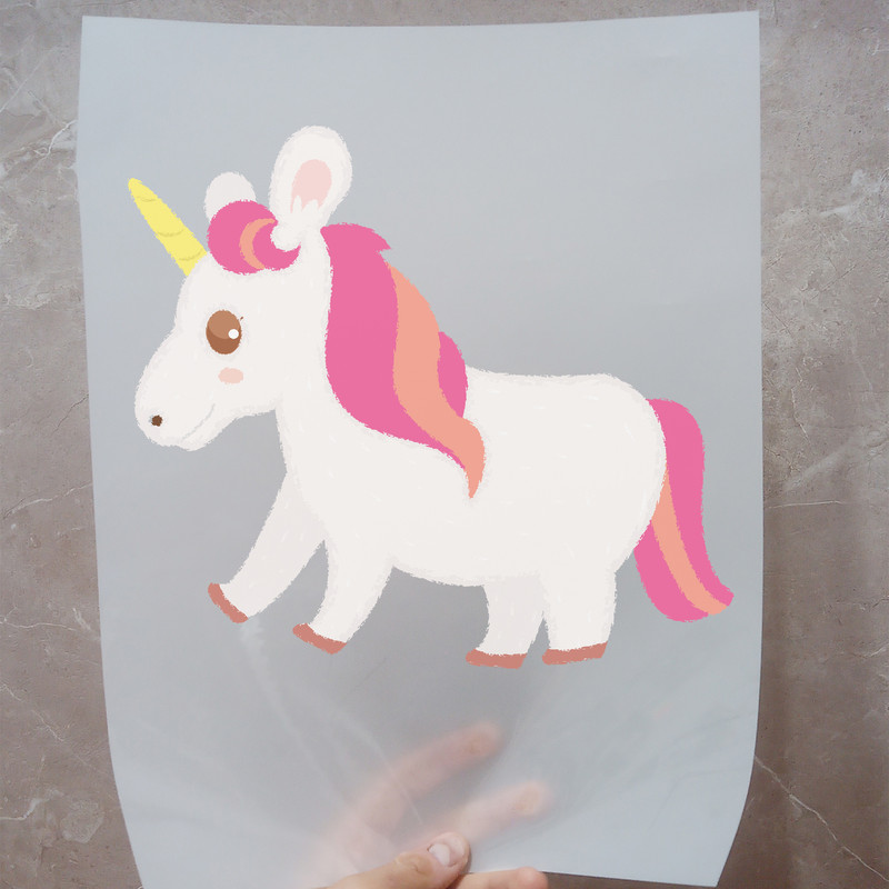 قیمت و خرید استیکر پارچه و لباس مدل dtf طرح یونیکورن کد H15.160 مجموعه 4 عددی