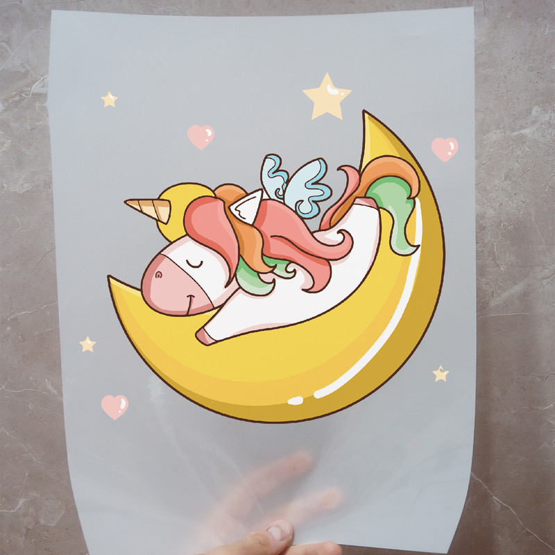 قیمت و خرید استیکر پارچه و لباس مدل dtf طرح یونیکورن کد H15.724 مجموعه 4 عددی