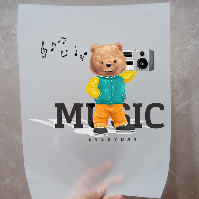 قیمت و خرید استیکر پارچه و لباس مدل dtf طرح تدی کد H20.1 مجموعه 3 عددی