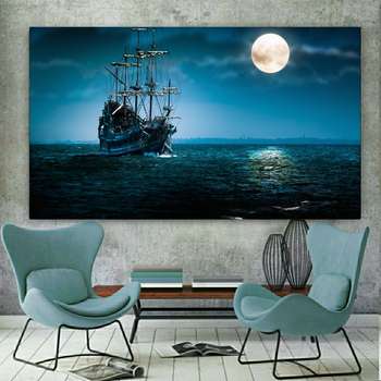 قیمت و خرید تابلو بوم طرح اسمان شب مدل PT676