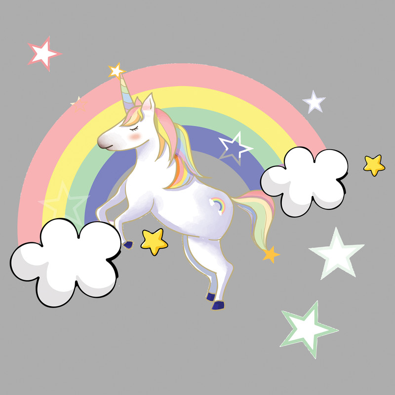 قیمت و خرید استیکر پارچه و لباس مدل dtf طرح یونیکورن کد H15.727 مجموعه 4 عددی